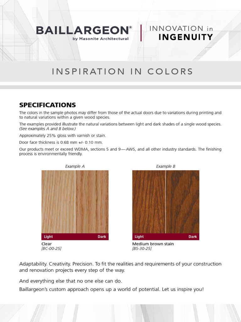 2018 Factory Finish Color Charts | PDF | Wood