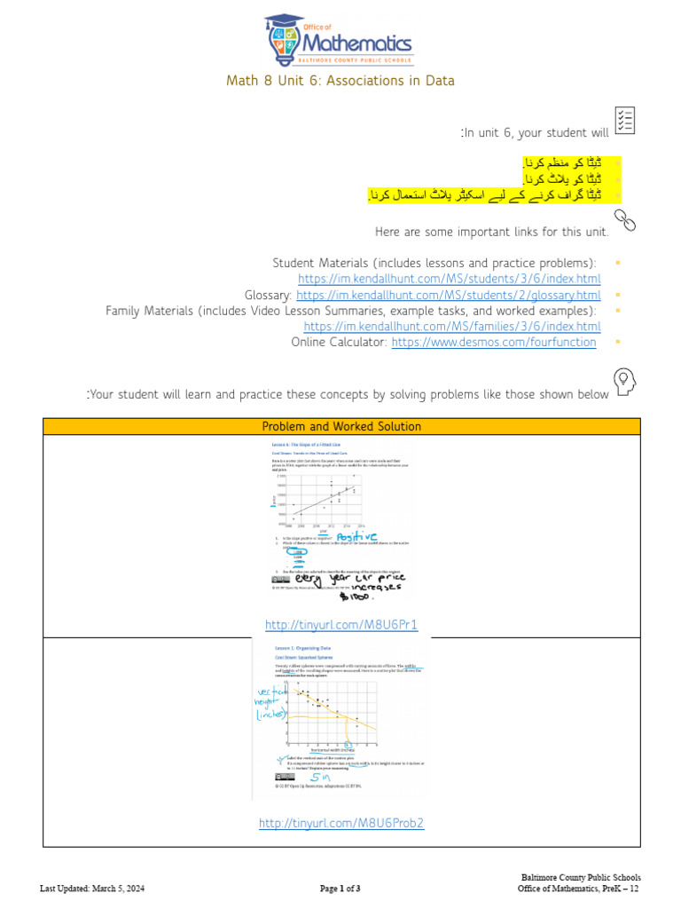 Math 8 Unit 6 Family Resource_Brett Parker_prepped-En_us-ur-EDT-C | PDF