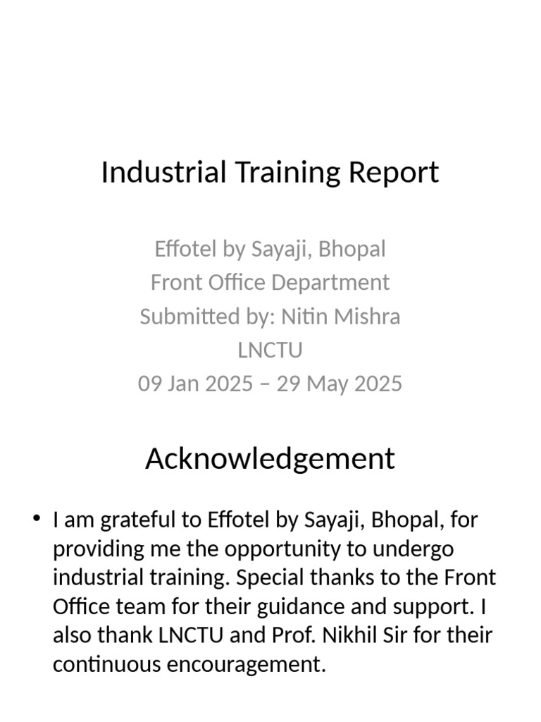 Training Report Sample First10Slides | PDF