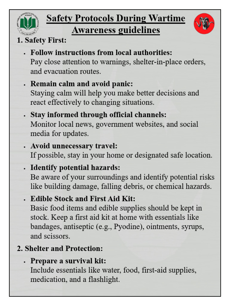 Safety Protocols During Wartime | PDF