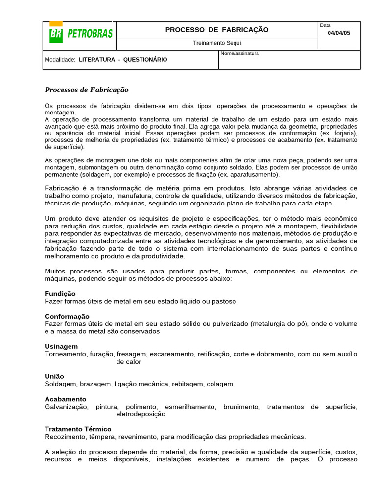 Processos de Fabricação e Fundição | PDF | Forjar (fundição) | Metais