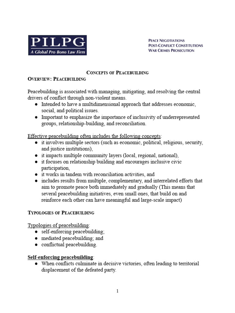 Key Concepts in Peacebuilding Strategies | PDF | Peacebuilding ...