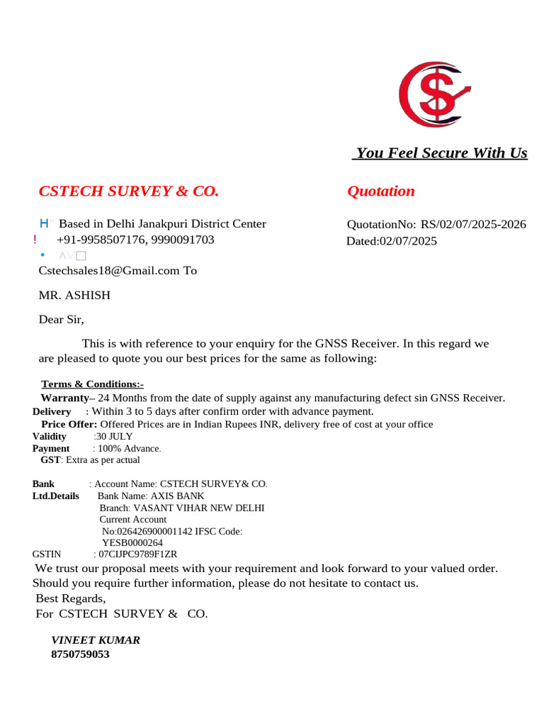 Dgps Quotation (Mr. Ashish) | PDF | Wireless