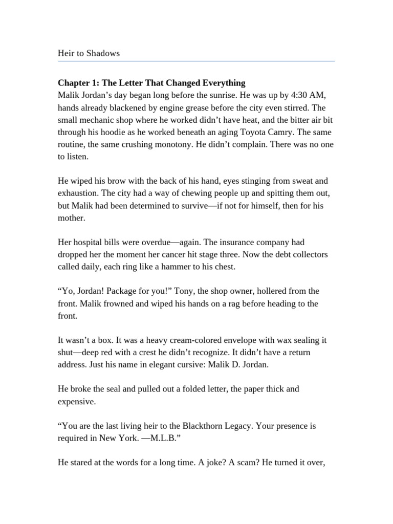 Heir to Shadows Chapter 1 Full | PDF