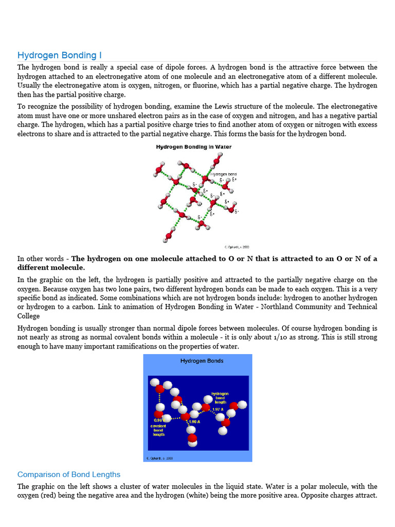 Hydrogen Bonding I - Chemistry LibreTexts | PDF | Chemical Bond | Hydrogen Bond