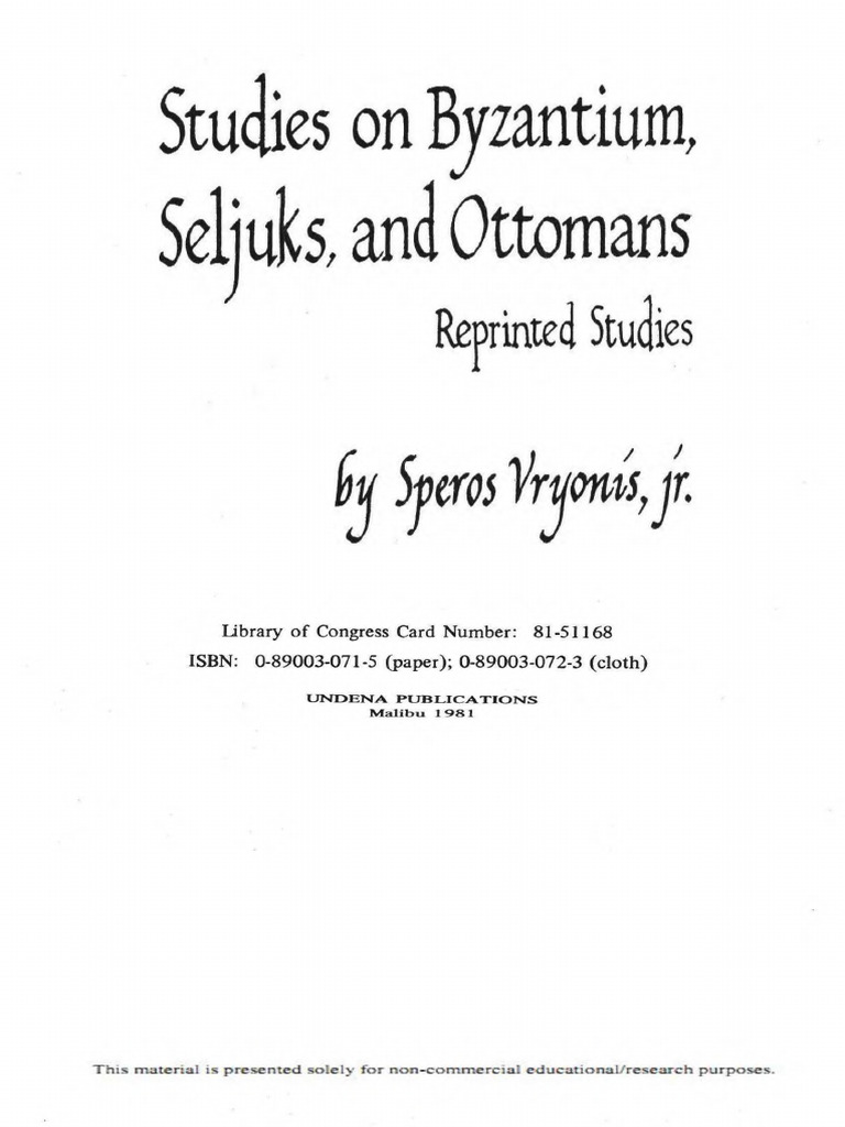 Vryonis 1973 Islamic Sources | PDF