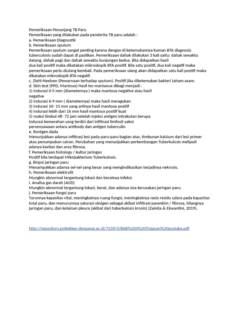 Pemeriksaan Penunjang TBC | PDF
