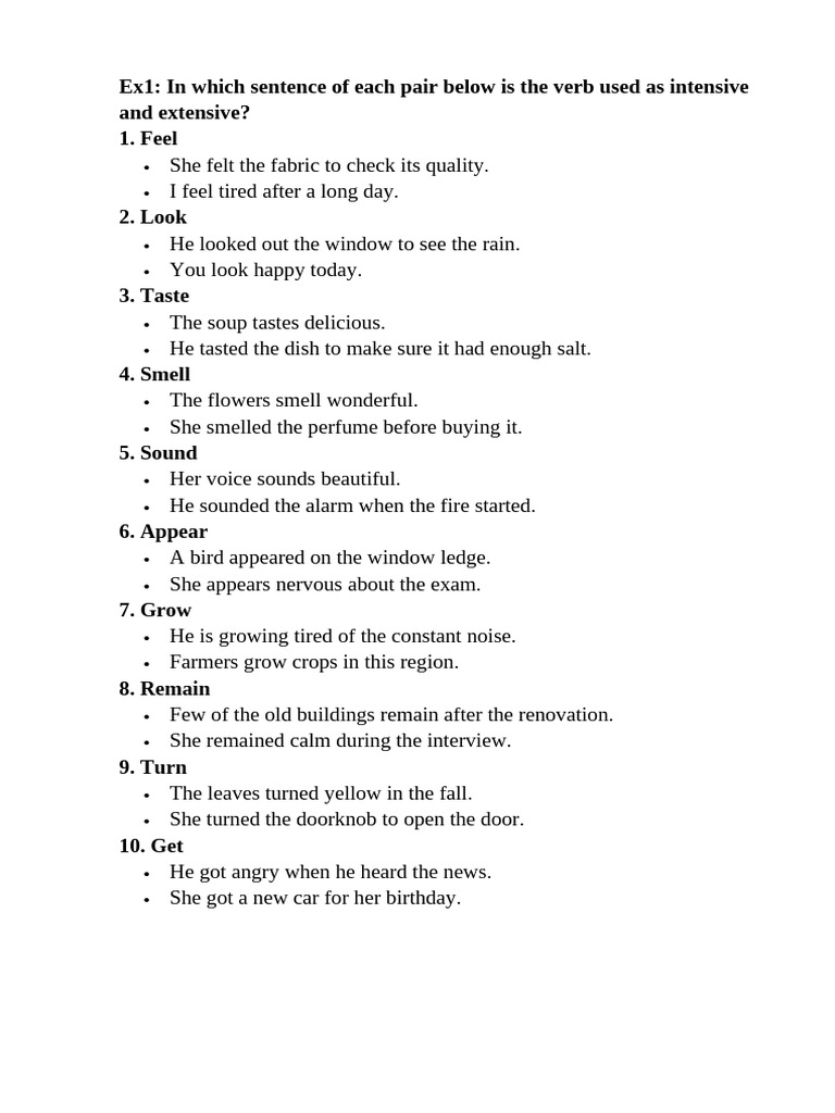 Intensive Vs Extensive Verbs (Gui SV) | PDF