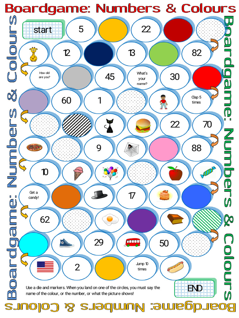 Board Game Numbers Colours Fun Activities Games Games Icebreakers ...