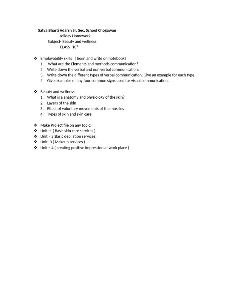 Holiday Homework (Class - 10) | PDF