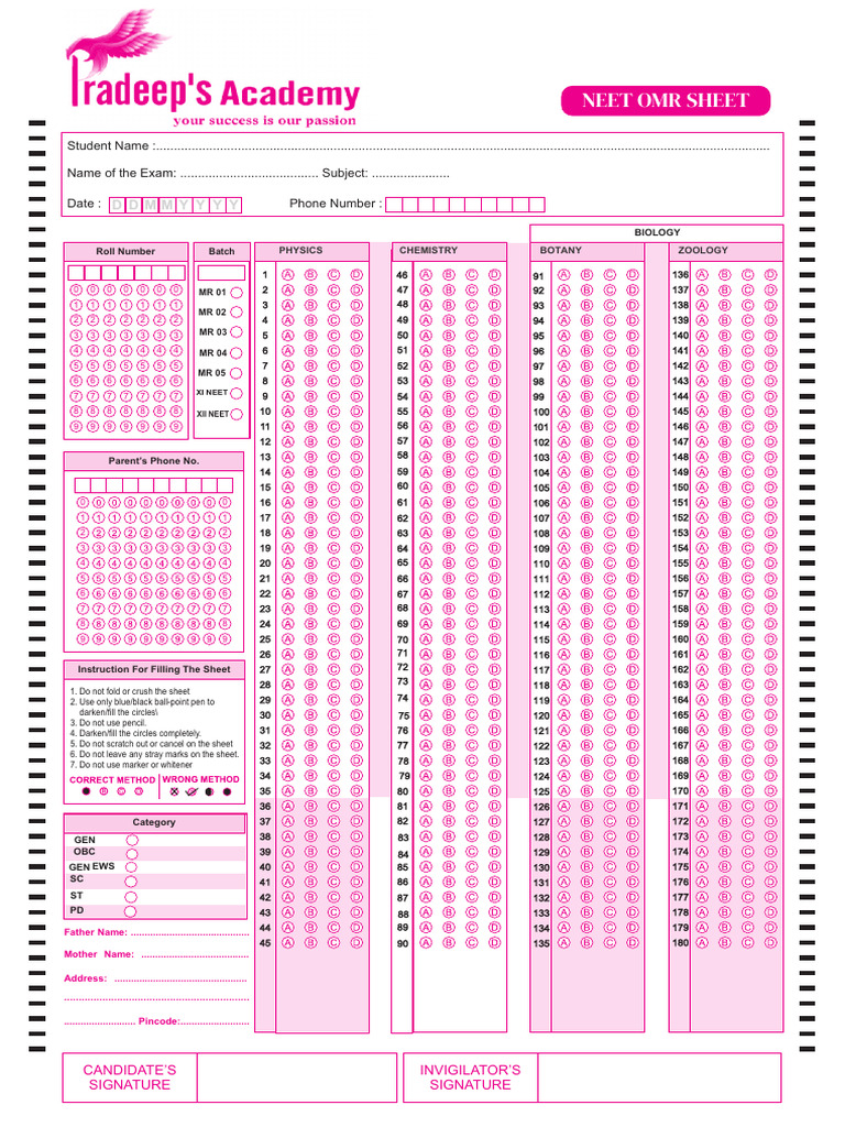 NEET OMR Sheet Instructions | PDF | Chess Theory | Chess
