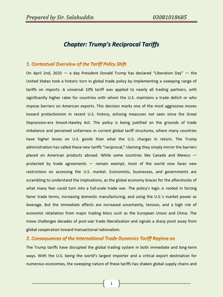 Trump's Reciprocal Tariffs Overview | PDF | Tariff | Exports