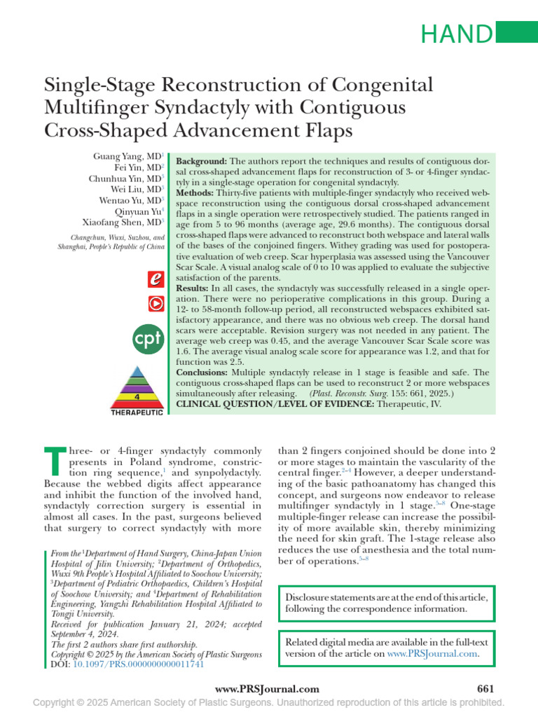 Single Stage Reconstruction of Congenital.19 | PDF | Hand | Medical ...