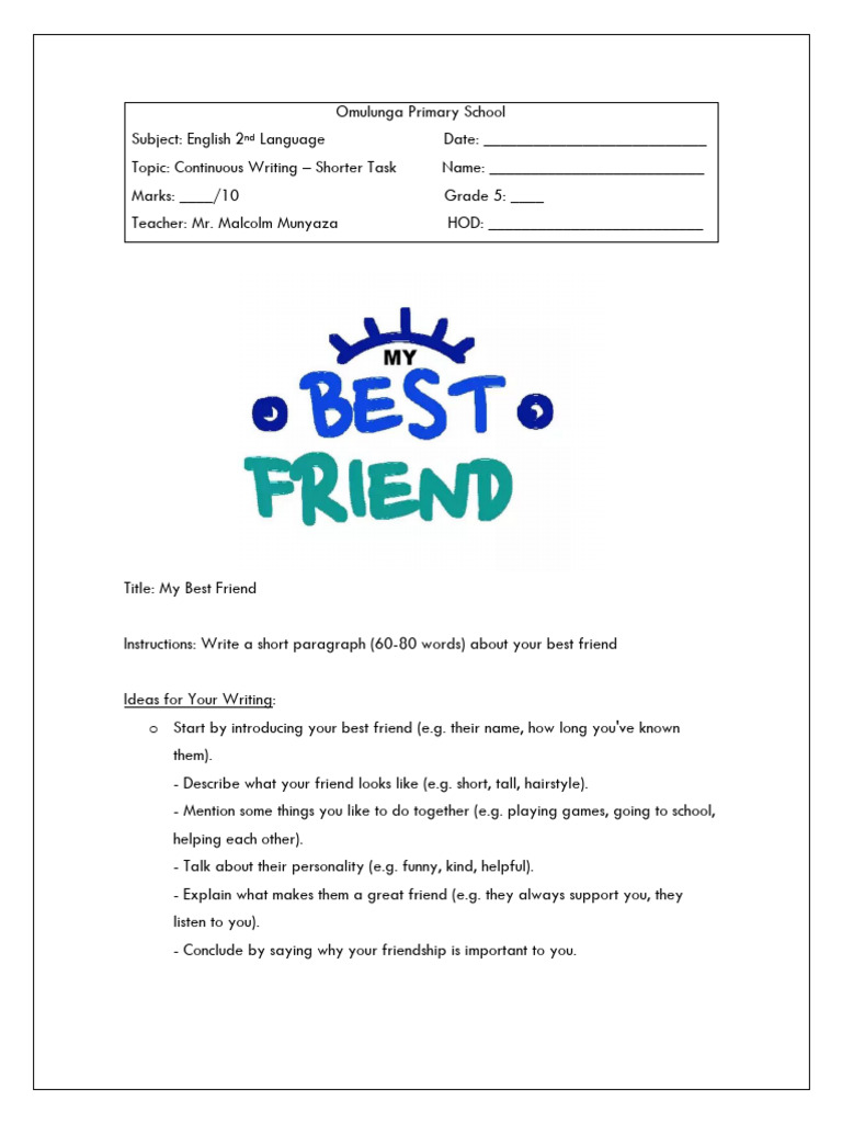 English Grade 5 My Best Friend | PDF | Human Communication