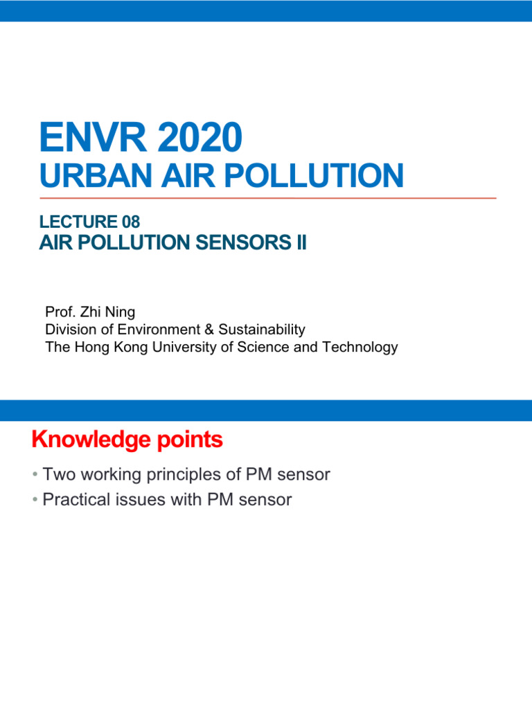 ENVR 2020 Lecture 08 Air Pollution Sensor II PM Sensor | PDF