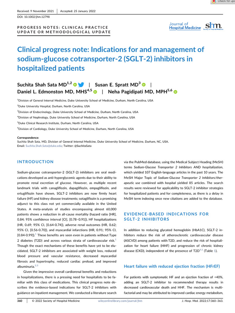 JHM Indications For SGLT2I | PDF | Chronic Kidney Disease | Clinical Medicine