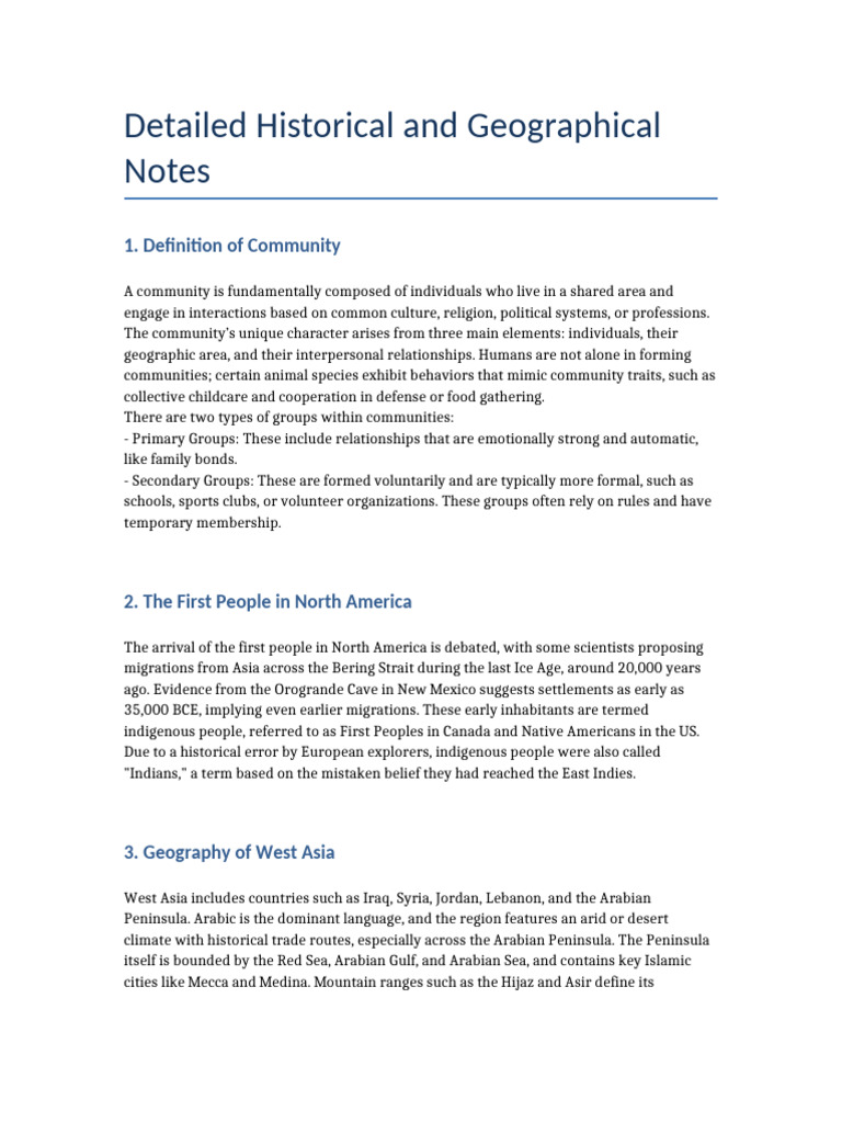Detailed History Geography Notes | PDF | Arabian Peninsula | Iraq