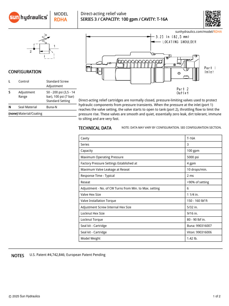 RDHA Direct-Acting Relief Valve Specs | PDF | Valve | Leak