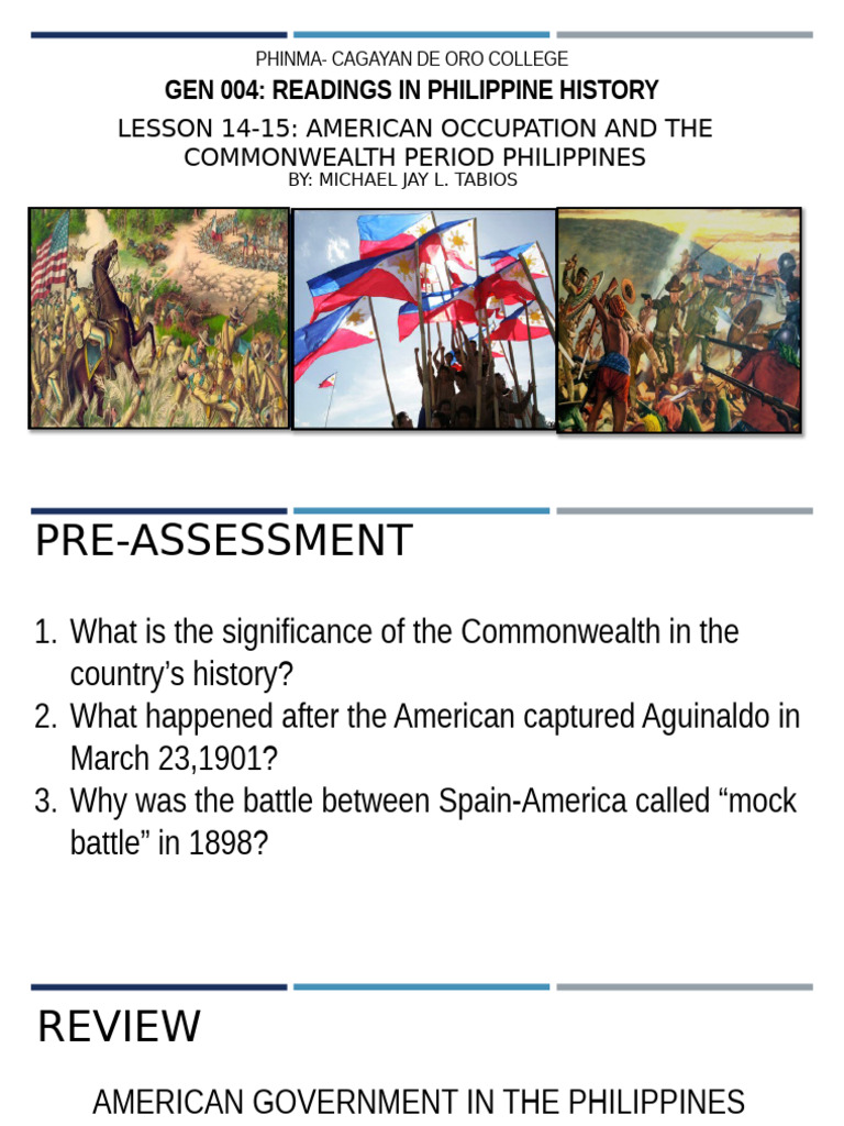 American Occupation & Commonwealth Era | PDF