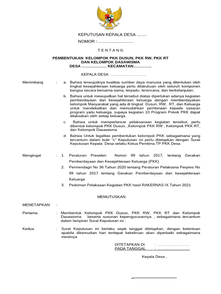 Contoh SK KLP PKK | PDF