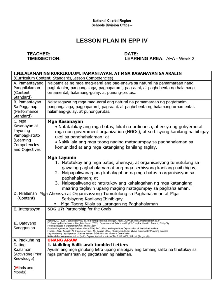 Epp 4 - Quarter 2-Week 2-DLL Matatag | PDF