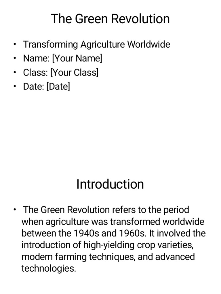 Green Revolution: Impact on Agriculture | PDF