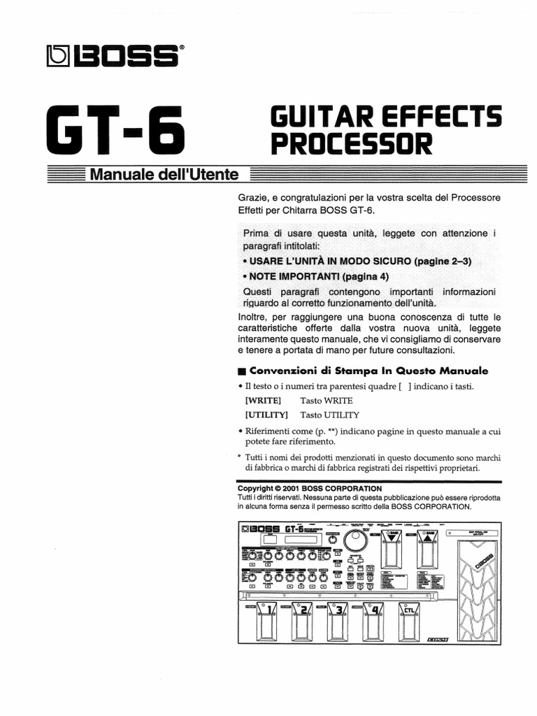 Manuale Boss GT-6 | PDF