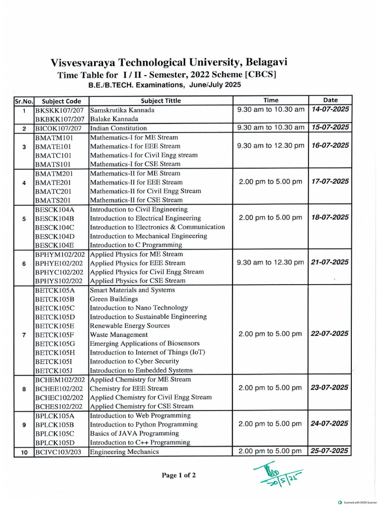 TimeTable Jun Jul2025 | PDF