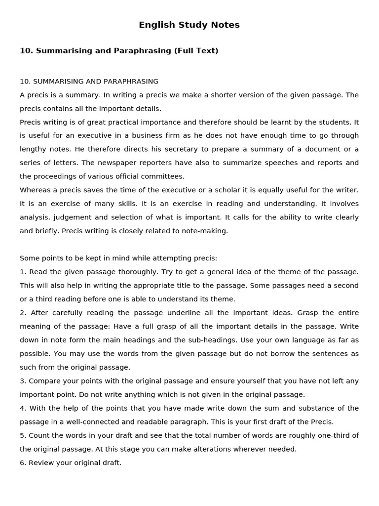 Summarising and Paraphrasing FullText | PDF