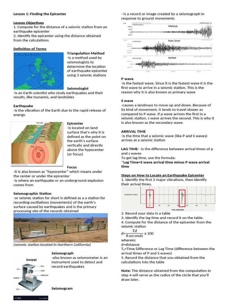 Lesson 1 Q1 Finding The Epicenter 224 25 | PDF | Seismology | Earthquakes
