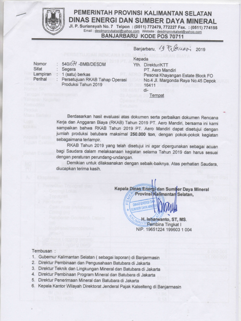 Rkab 2019 Pt. Aero Mandiri | PDF