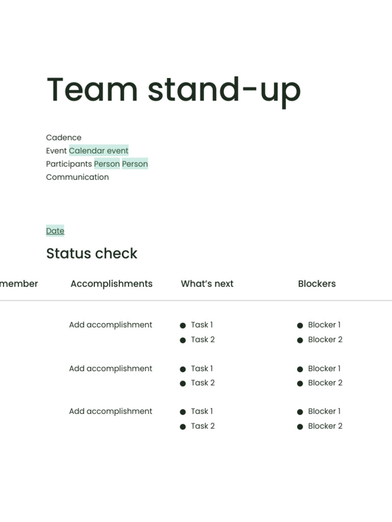 Team Stand-Up Meeting Agenda | PDF