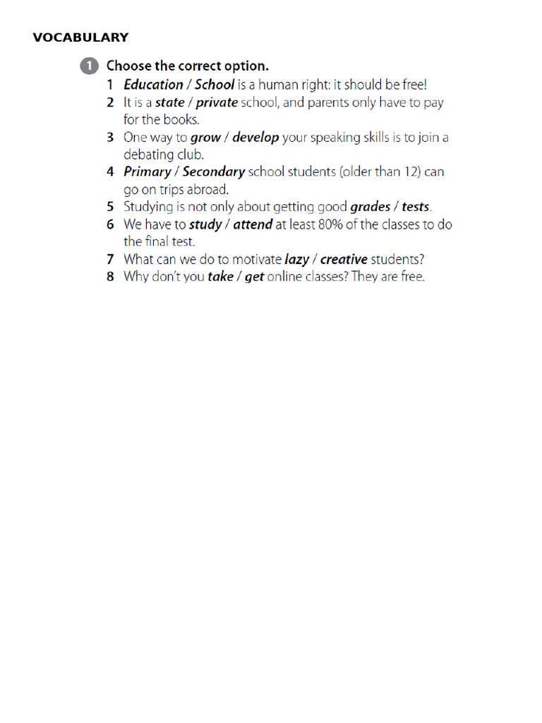 Voc Pre Int Act 1 | PDF