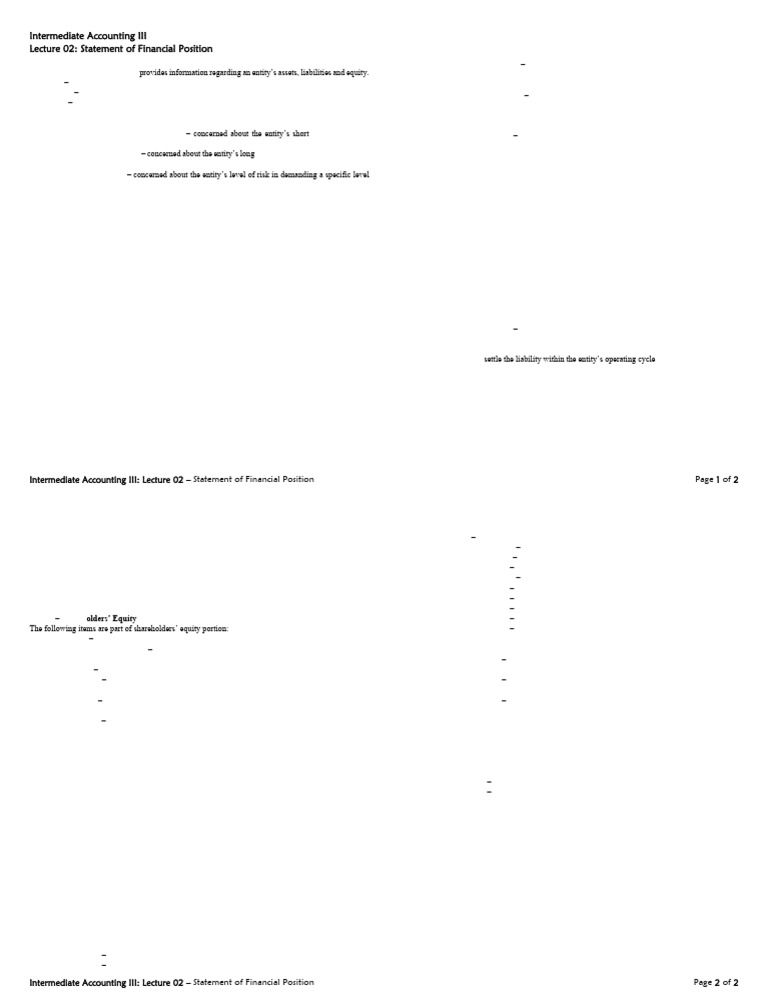 IA3 02 Statement of Financial Position | PDF | Equity (Finance) | Balance Sheet
