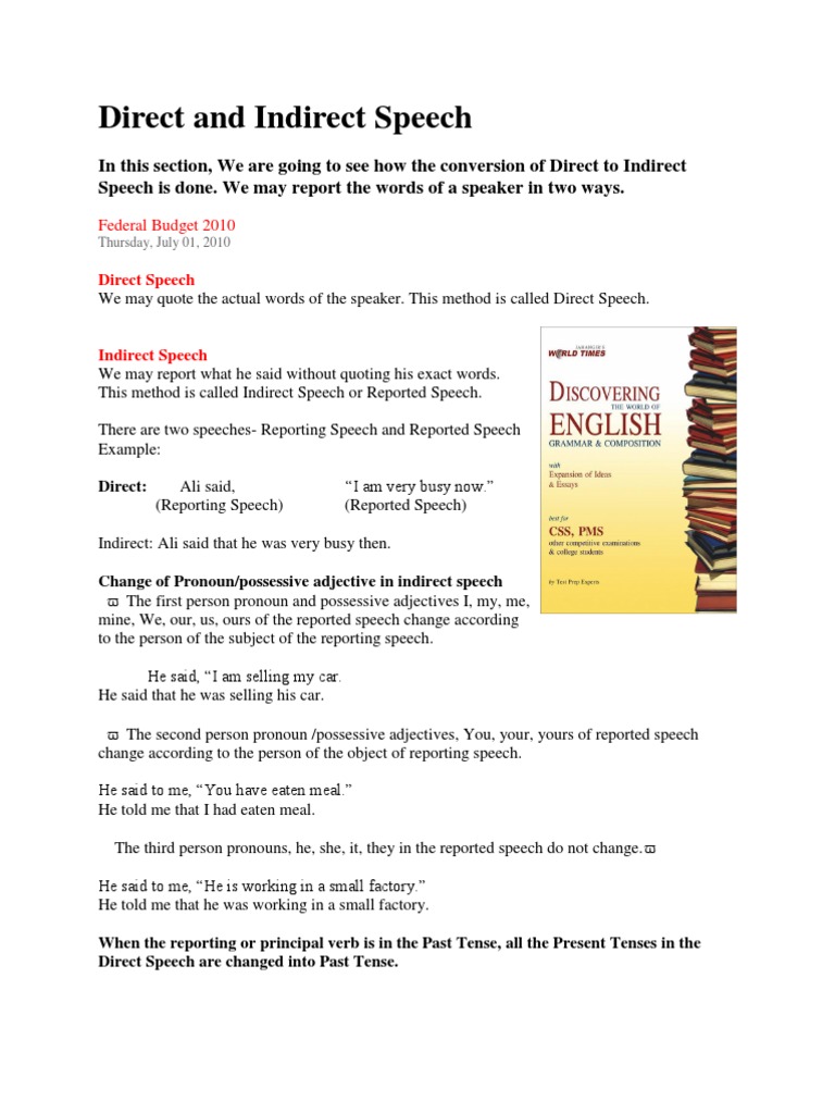 A Comprehensive Guide to Converting Direct Speech to Indirect Speech ...