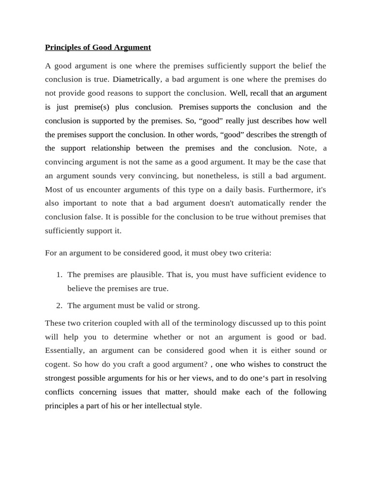 Principles of Good Argument Explained | PDF | Argument | Logical ...