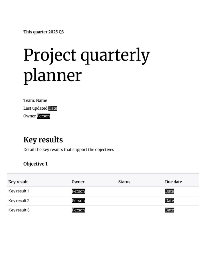 Project Quarterly Planner | PDF