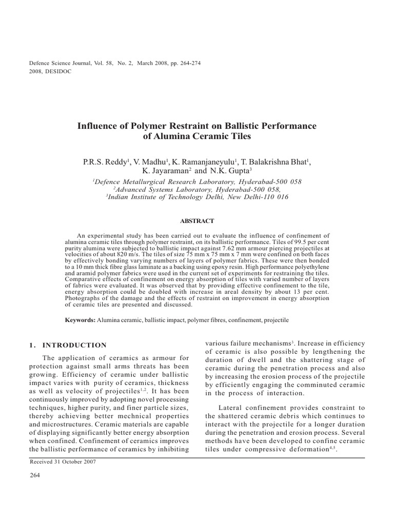 Influence of Polymer Restraint On Ballis | PDF | Fibre Reinforced ...