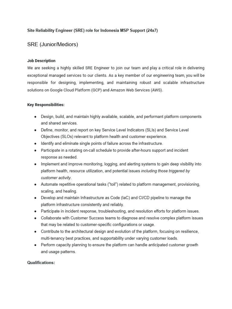 SRE ID - JD and Hiring Process | PDF | Computing | Information Technology