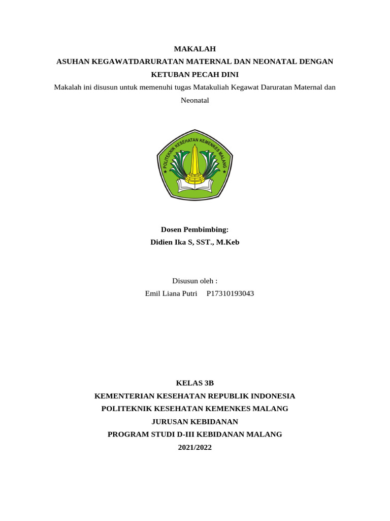 Gadar Maternal Ketuban Pecah Dini | PDF