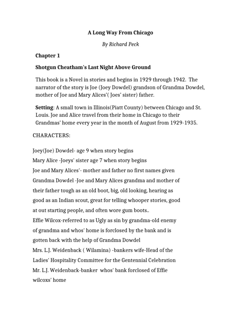 Characters in A Long Way From Chicago | PDF
