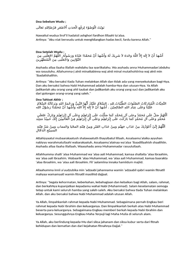 Doa Sebelum dan Setelah Wudu | PDF