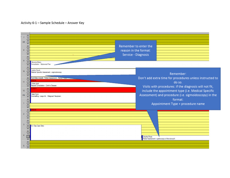 Activity 6-1 SAMPLE SCHEDULE Answer Key Updated S2022 | PDF