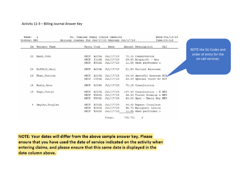 Activity 11-3 - Billing Journal - ANSWER KEY - UPDATED | PDF
