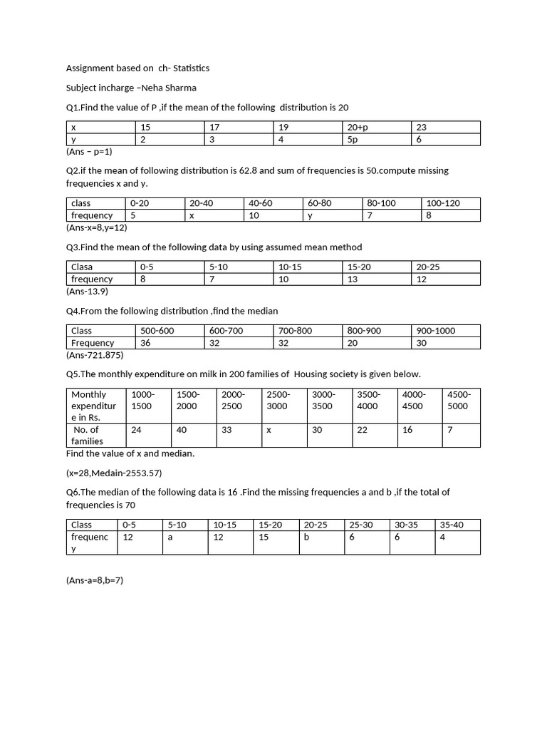 Assignment of Statistics G-10 | PDF | Mathematics | Statistics
