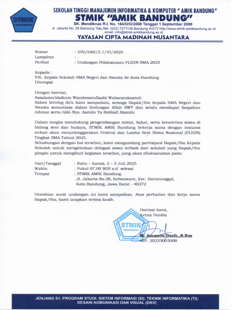 Surat Undangan Pelaksanaan FLS3N 2025 | PDF