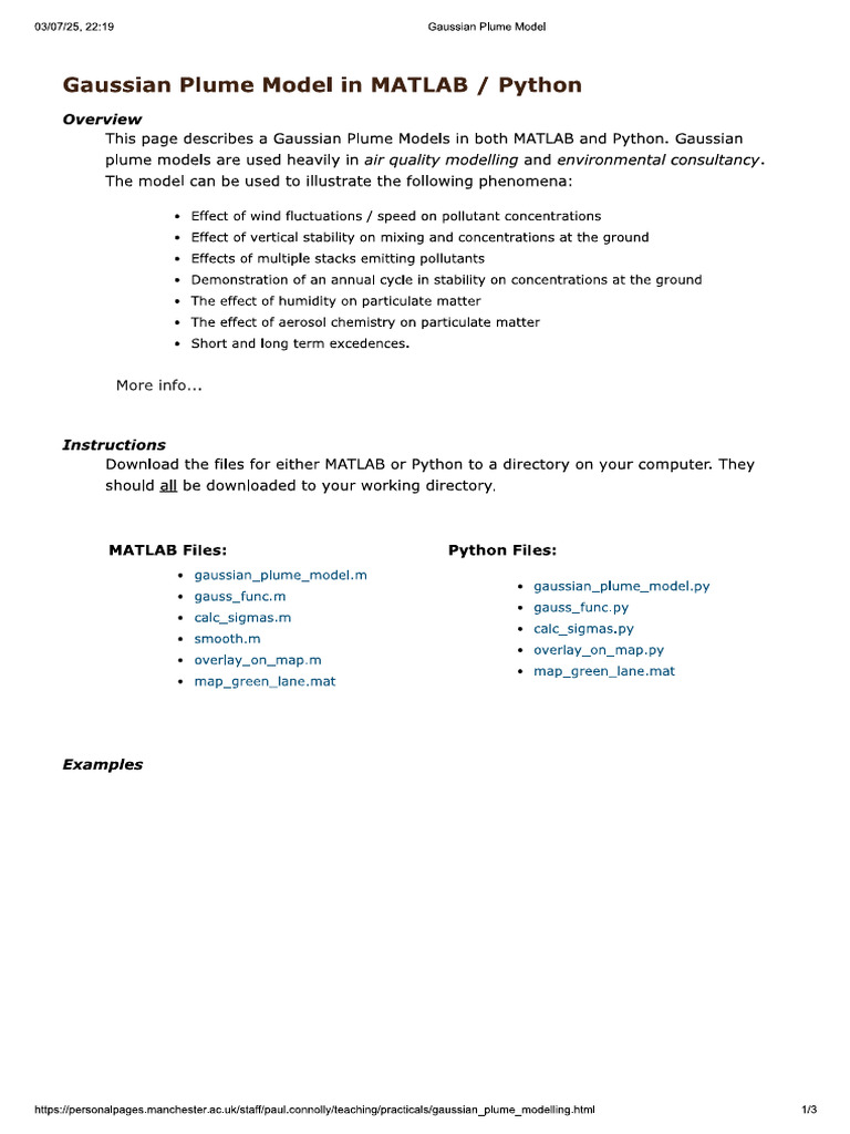 Gaussian Plume Model | PDF