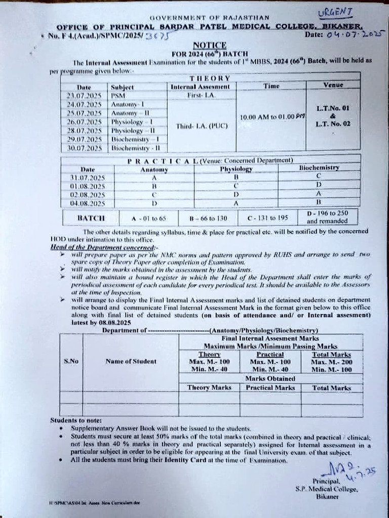 Puc - I.A. of Mbbs 2024 Batch & Rem. | PDF | Vocational Education | Higher Education