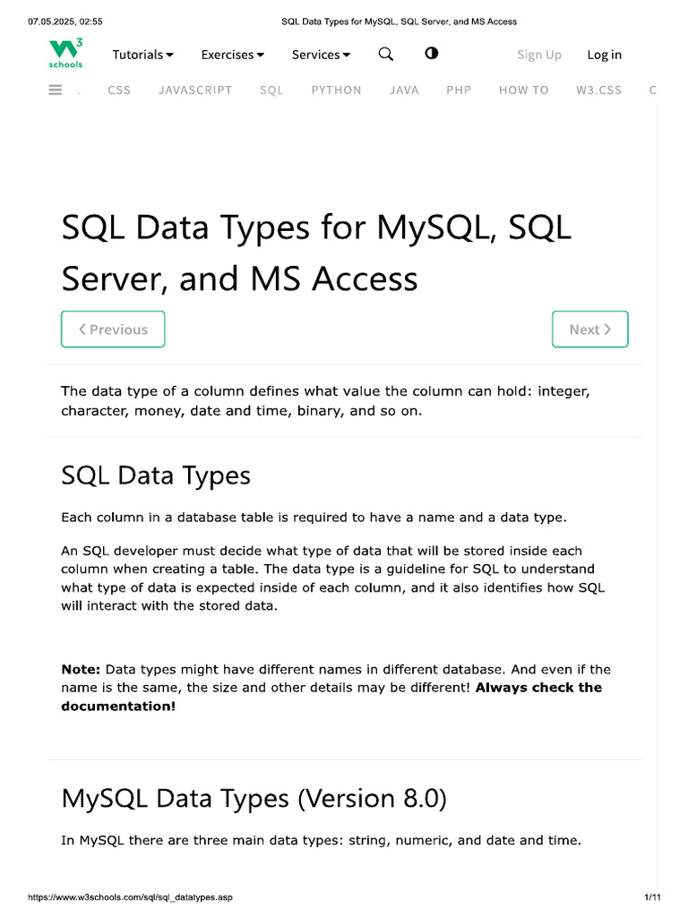 MSSQL Data Type | PDF