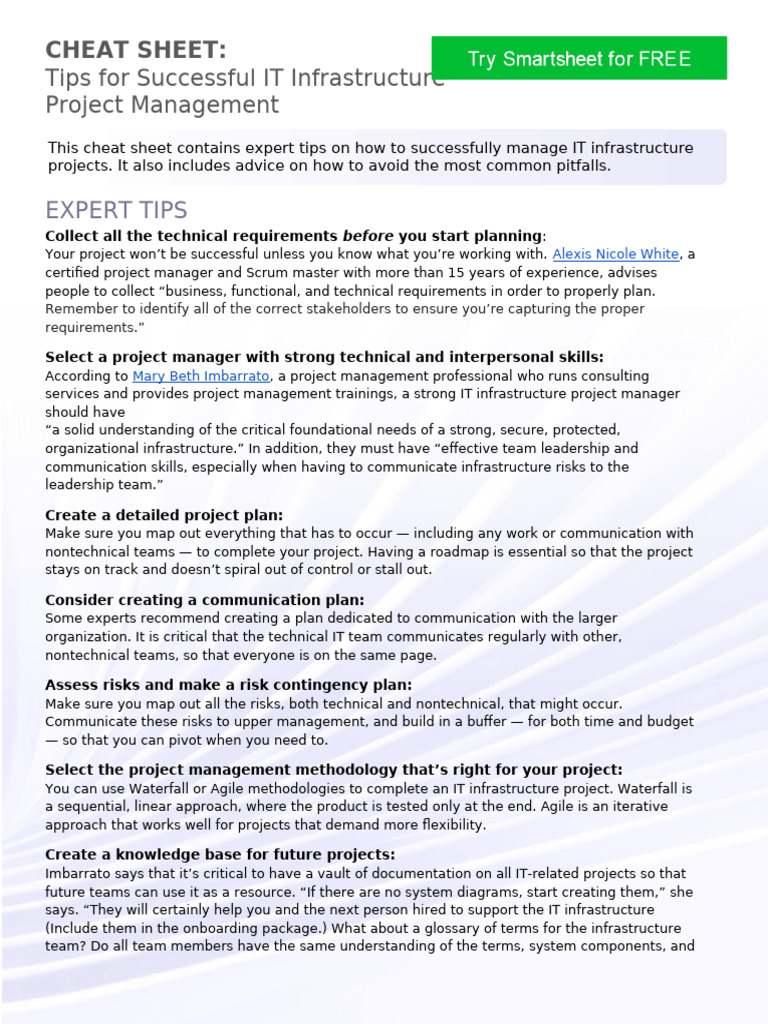 IT Infrastructure Project Management Tips | PDF | Agile Software ...